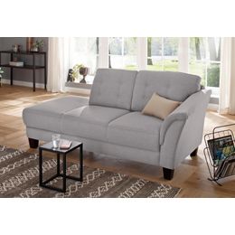 Recamiere Home Affaire "Trondheim", grau, B:197cm H:89cm T:90cm, Luxus-Microfaser (90% Polyester, 10% Polyamid);Struktur fein (100% Polyester);Flachgewebe (100% Polyester), Sofas, Recamiere, freistehend, mit Federkern, Knopfheftung im R&uuml;cken, F&uuml;&szlig;e Buche