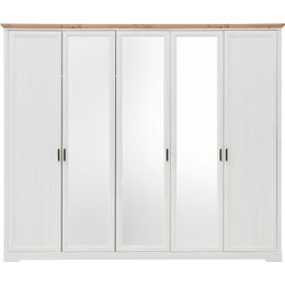 Kleiderschrank Schlafkontor "Jasmin II" Schränke Gr. B/H/T: 264 cm x 220 cm x 64 cm, 5 St., braun (anderson pine, abgesetzt artisan eiche) im Landhausstil