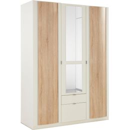 Kleiderschrank Priess Schränke Gr. B/H/T: 140cm x 193cm x 54cm, 3 St., weiß (weiß/struktureichefarben hell) Drehtürenschrank Kleiderschrank Schränke mit gerundeten Elementen auf den Außentüren