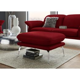 Hocker W.Schillig "sherry", rot (merlot w82), B:82cm H:42cm T:62cm, Flachgewebe W82 Q2 (74% Polyacryl, 26% Polyester), Chenillegewebe V34 (52% Polyester, 38% Baumwolle, 10% Polyacryl), Hocker, German Design Award 2018, Metallfüße in Chrom glänzend, Breite 82 cm