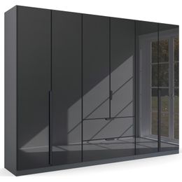 Drehtürenschrank Rauch "Modern by Quadra Spin" Schränke Gr. B/H/T: 271 cm x 210 cm x 54 cm, 6 St., grau (graumetallic, glas basalt)