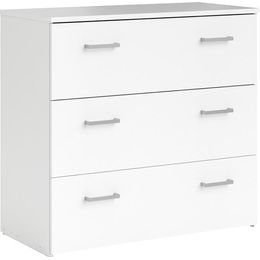 Kommode Home Affaire Sideboards Gr. B/H/T: 74,1 cm x 69,9 cm x 35,95 cm, 3, weiß Mit viel Stauraum, graue Stangengriffe, einfache Selbstmontage