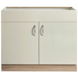 Wiho-Küchen Spülenschrank WIHO KÜCHEN "Flexi" Schränke Gr. B/H/T: 100 cm x 82 cm x 57 cm, beige (front: magnolia, korpus: sonoma eiche) Breite 100 cm