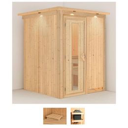 Karibu Sauna "Milaja" Saunen ohne Ofen beige (naturbelassen)