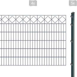 Arvotec Doppelstabmattenzaun "EXCLUSIVE 120 zum Einbetonieren "Karo" mit Zierleiste" Zaunelemente Zaunhöhe 120 cm, Zaunlänge 2 - 60 m Gr. H/L: 120cm x 8 m, Pfosten: 5 St., grau (anthrazit)