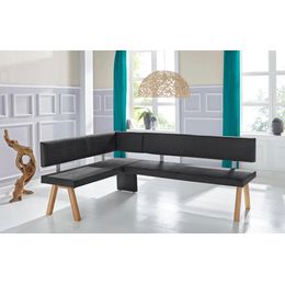 Eckbank Home Affaire "Rio" Sitzbänke Gr. B/H/T: 170 cm x 89 cm x 140 cm, Struktur fein, langer Schenkel rechts, schwarz Massivholz in Eiche geölt