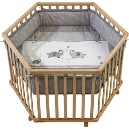 Laufgitter Roba "Jumbotwins, 6-eckig, natur" beige (natur) Baby Laufställe mit Stoffeinlage und Nestchen; Rollen, höhenverstellbar