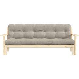 Schlafsofa Karup Design "Unwind", beige (linen natural), B:190cm H:14cm T:92cm, Sofas, Schlafsofa, Mit Holzstruktur, inkl. Futonmatratze, Liegefl&auml;che 130x190 cm