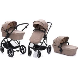 Kombi-Kinderwagen fillikid "Kinderwagenset Fill Leopard Air, sand melange" beige (sand melange) Baby Kinderwagen