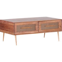 Couchtisch GUTMANN FACTORY "Bonnie" Tische Gr. B/H/T: 110 cm x 45 cm x 62 cm, bunt (natur, gold, natur) mit Wiener Geflecht