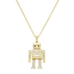 Kette mit Anhänger Giorgio Martello MILANO "Anhänger Roboter Zirkonia, Silber 925" Halsketten Gr. 45 cm, Silber 925 (Sterlingsilber), goldfarben (gold) Damen