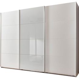 Schwebetürenschrank wimex "Ernesto" Schränke Gr. B/H/T: 270 cm x 208 cm x 65 cm, 3 St., weiß (weiß, glas weiß) mit farbigen Glaselementen