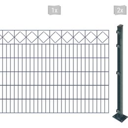 Arvotec Doppelstabmattenzaun "EASY 120 zum Aufschrauben "Karo" mit Zierleiste" Zaunelemente Zaunhöhe 120 cm, Zaunlänge 2 - 60 m Gr. H/L: 120 cm x 2 m, Pfosten: 2 St., grau (anthrazit)