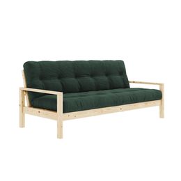 Schlafsofa Karup Design "KNOB", blau (pale blau), B:205cm H:79cm T:95cm, Matratzenmaterialzusammensetzung: Futonmatratze mit Knopfheftung, H&ouml;he 14 cm, aus recyceleten Mischfasern mit einem Kern aus 4 cm Schaumstoff. Matratzenf&uuml;llung: Baumwoll-Mix-F&uuml;llung 90-95% Baumwolle und 5-10% Polyester. Bezug: 100% Polyester, Sofas, Schlafsofa, mit Futonmatratze, verschiedene Farben, FSC-zertifiziert, Kiefer
