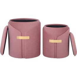 Polstergarnitur Kayoom "Hocker Forcet 125 2er-Set" Sitzmöbel-Sets Gr. B/H/T: 37 cm x 44,5 cm x 37 cm, Polyester, rosa (altrosa) Hocker mit Stauraum Polsterhocker modern, Stauraum, dekorativ