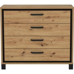 Schubkastenkommode FORTE Sideboards Gr. B/H/T: 104,7cm x 81,3cm x 41,5cm, 4 St., schwarz (artisan eiche/schwarz eiche)