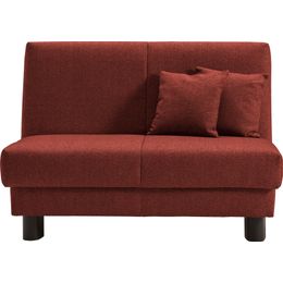 ell+ell Schlafsofa ELL + ELL "Enny", rot, B:125cm T:100cm, Sofas, Schlafsofa, Liegefl&auml;che Breite 120 oder 140 cm, Liegeh&ouml;he 40 cm, F&uuml;&szlig;e schwarz