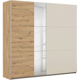 Schwebetürenschrank Rauch "Monza" Schränke Gr. B/H/T: 218 cm x 210 cm x 59 cm, 2 St., braun (eiche artisan, champagner) in trendigen Farbkombinationen, mit viel Stauraum