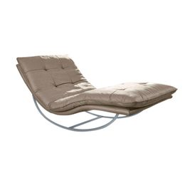 Relaxliege W.Schillig "daily dreams", braun (stone z59), B:95cm H:85cm T:169cm, Longlife Xtra-Leder Z59: Glattleder mit modischer Prägung. Hautstärke 0, 9 - 1, 1 mm, Sofas, in Waffelkissen-Optik, Schaukelgestell silber matt, in 2 Breiten