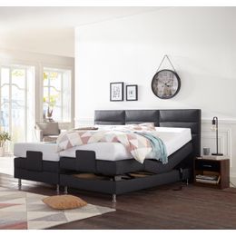 Boxbett, grau (anthrazit), B:104cm L:210cm, Box und Kopfteil: Feinstrukturstoff (77% Polyester und 23% Viskose);Bezug der Obermatratze: 100% Polyester, Westfalia Schlafkomfort, Komplettbetten, Boxspringbett, mit Motor in diversen Ausf&uuml;hrungen