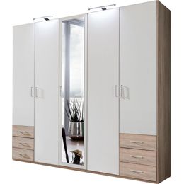 Kleiderschrank wimex "Fügen" Schränke Gr. B/H/T: 225 cm x 208 cm x 58 cm, 5 St., weiß (struktureichefarben hell, weiß) Kleiderschrank Drehtürenschrank Schränke