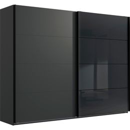 Schwebetürenschrank wimex "Ernesto" Schränke Gr. B/H/T: 270 cm x 208 cm x 65 cm, 2 St., grau (graphit, glas schwarz) mit farbigen Glaselementen