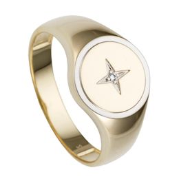 Fingerring Jobo "Ring mit Diamant" Fingerringe Gr. 62, SI = kleine Einschlüsse, Gelbgold 585-Diamanten, gelb (gelbgold 585) Herren 585 Gold bicolor