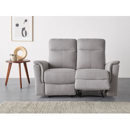 2-Sitzer Home Affaire "Southbrook", grau (hellgrau), B:144cm H:99cm T:92cm, Webstoff 95% Polyester 5% Nylon, Sofas, mit manueller und elektrischer Relaxfunktion