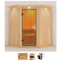 Karibu Sauna "Nanna" Saunen 3,6-kW-Plug & Play Ofen mit integrierter Steuerung beige (naturbelassen)