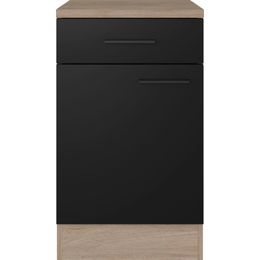 Unterschrank Flex-Well "Capri" Schränke Gr. B/H/T: 50 cm x 85 cm x 60 cm, 1 St., schwarz (schwarz, endgrain oak) (B x H T) 50 85 60 cm, individuell kombinierbar