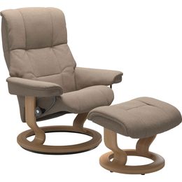 Fußhocker stressless "Mayfair" Hocker Gr. B/H/T: 55cm x 38cm x 39cm, ROHLEDER Stoff Q2 FARON, Classic Base Eiche, beige (beige q2 faron) mit Classic Base, Gestell Eiche