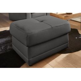 Hocker exxpo - SOFA FASHION "Lotos" Gr. B/H/T: 65cm x 44cm x 65cm, Naturleder MADRAS-Kunstleder SOFTLUX, schwarz Fußhocker