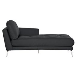 Chaiselongue W.Schillig "softy" Sofas Gr. B/H/T: 106 cm x 79 cm x 168 cm, Longlife Xtra-Leder Z59, Armlehne rechts, schwarz (schwarz z59) mit dekorativer Heftung im Sitz, Füße Chrom glänzend