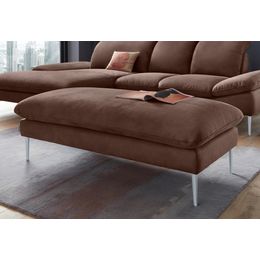 Hocker W.Schillig "enjoy&MORE", braun (espresso s37), B:151cm H:45cm T:71cm, Chenille-Flachgewebe R66 (85% Polyester, 15% Nylon), Longlife Xtra-Leder Z59: Glattleder mit modischer Prägung. Hautstärke 0, 9 - 1, 1 mm, Stoff S37 (100% Polyester), Hocker, Füße silber matt, Breite 151 cm