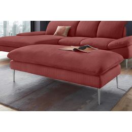 Hocker W.Schillig "enjoy&MORE", rot (rot r66), B:151cm H:45cm T:71cm, Chenille-Flachgewebe R66 (85% Polyester, 15% Nylon), Longlife Xtra-Leder Z59: Glattleder mit modischer Prägung. Hautstärke 0, 9 - 1, 1 mm, Stoff S37 (100% Polyester), Hocker, Füße Chrom glänzend, Breite 151 cm