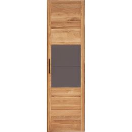 Drehtürenschrank Home Affaire "Chamara" Schränke Gr. B/H/T: 63 cm x 218 cm x 65 cm, 1-türig mit einem mittleren Glaseinsatz, 1 St., Basisausführung, beige (natur) Drehtürenschrank Kleiderschrank aus massivem Eichenholz, in unterschiedlichen Breiten, Höhe 218 cm