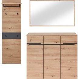 Garderoben-Set Innostyle "MEMPHIS" Kastenmöbel-Sets Gr. B/H/T: 181 cm x 190 cm x 38 cm, Set, Garderoben-Set-bestehend aus:-1 x Schuhschrank-1 x Garerobenpaneel-1 x Garerobenspiegel, braun (artisan eiche)