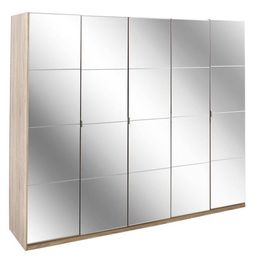 Kleiderschrank Priess "Malaga" Schränke Gr. B/H/T: 231 cm x 193 cm x 54 cm, 5 St., braun (struktureichefarben hell) mit Spiegelfront