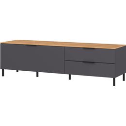 TV-Schrank Germania "California" Schränke Gr. B/H/T: 164 cm x 47 cm x 47 cm, braun (graphit, navarra, eiche, nachbildung) TV-Sideboard