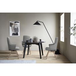 Polsterstuhl stressless "Laurel", grau (wild dove batick, schwarz), B:58cm H:105cm T:60cm, Leder BATICK: BATICK ist ein leicht korrigiertes, durchgefärbtes und genarbtes Möbelleder, bei dem die meisten Unebenheiten und Spuren in der Regel entfernt wurden., Stühle, High Back mit Armlehne, Größe L, mit schräggestellten Beinen