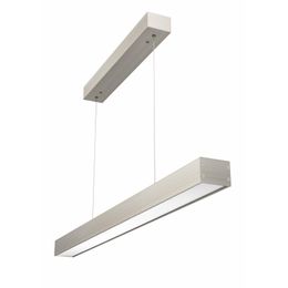 C (A bis G) LED Pendelleuchte Evotec "OFFICE ONE" Lampen grau (aluminiumfarben) Touch-Dimmer, Made in Germany, ESG-Sicherheitsglas