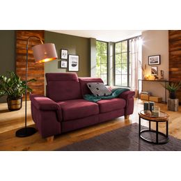2,5-Sitzer Home Affaire "Dalia", rot (bordeaux), B:193cm H:83cm T:96cm, Luxus-Microfaser Florence (100% Polyester);Luxus-Microfaser weich (90% Polyester, 10% Polyamid);Webstoff (100% Polyester), Sofas, mit Federkernpolsterung, wahlweise auch mit Kopftteilverstellung