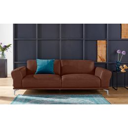 2,5-Sitzer W.Schillig "montanaa", braun (tobacco z69), B:232cm H:78cm T:94cm, Sofas, mit Metallf&uuml;&szlig;en in Silber matt, Breite 232 cm