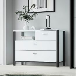 Kommode FORTE "High Rock" Sideboards Gr. B/H/T: 104,8cm x 85,1cm x 40,2cm, 3 St., grau (secret grey/schwarz)