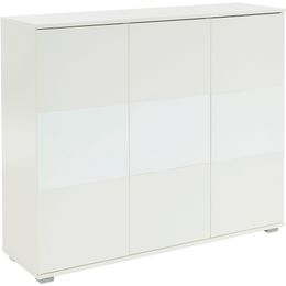 Hochkommode Priess Sideboards Gr. B: 123 cm, 3 Türen, weiß (weiß, weißglas) Türkommode