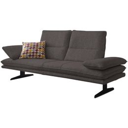 2-Sitzer W.Schillig "broadway", grau (anthrazit s22), B:216cm H:94cm T:96cm, Flachgewebe S22 (100% Polyester), Sofas, Sitztiefenverstellung, Kopfteil- & Seitenteilverstellung, Breite 216cm