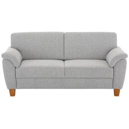 3-Sitzer Home Affaire "Alta", silber, B:186cm H:87cm T:88cm, Struktur fein ( 100% Polyester);Luxus-Microfaser ALTARA NUBUCK (100% Polyester);Struktur ( 100% Polyester), Sofas, mit Federkern und Kontrastnaht, F&uuml;&szlig;e Buche eichefarben