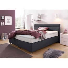 Boxspringbett, grau (strukturstoff anthrazit), ohne LED-Beleuchtung, Liegefl&auml;che B/L: 200cm x 200cm, H2, Bonnell-Federkernmatratze, Bezug Unterbox und Kopfteil: Strukturstoff (77% Polyester und 23% Viskose);Bezug Obermatratze 100% Polyester, waschbar bis 60C, Westfalia Schlafkomfort, Komplettbetten, Boxspringbett, wahlweise mit LED-Beleuchtung