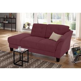 Recamiere Home Affaire "Trondheim", lila (chianti), B:197cm H:89cm T:90cm, Luxus-Microfaser (90% Polyester, 10% Polyamid);Struktur fein (100% Polyester);Flachgewebe (100% Polyester), Sofas, Recamiere, freistehend, mit Federkern, Knopfheftung im R&uuml;cken, F&uuml;&szlig;e Buche