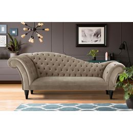 3-Sitzer Home Affaire "Chester", grau (taupe), B:240cm H:77cm T:90cm, Luxus-Microfaser (100% Polyester);Luxus-Microfaser Vintageoptik (100% Polyester);Samtoptik (100% Polyester), Sofas, mit Knopfheftung in Recamieren-Optik